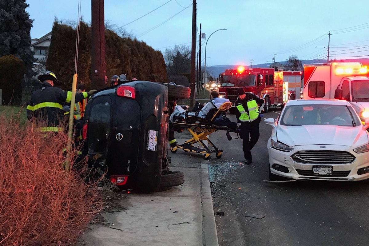 Update Crash Stalls Traffic On Benvoulin Vehicle Flipped On Its Side