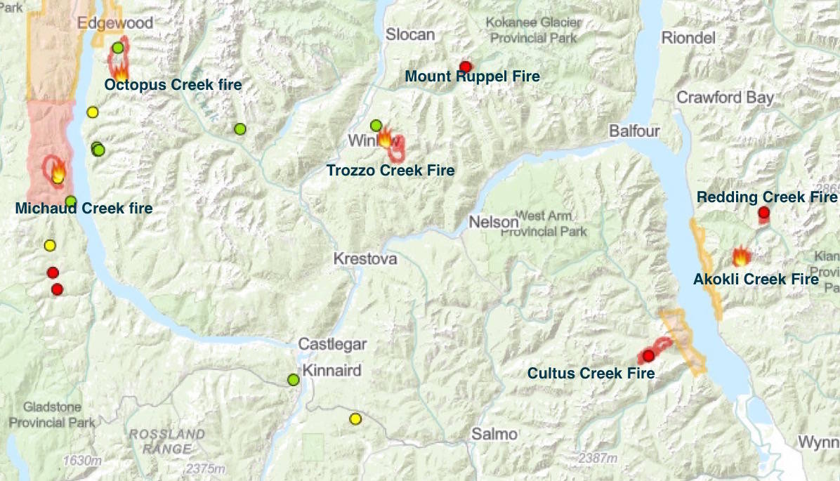 Update West Kootenay Fires Grow With Evacuation Alerts And Two