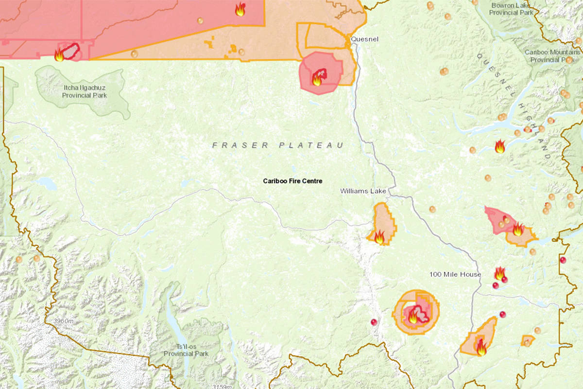 UPDATED: 84 active wildfires and 9 wildfires-of-note in Cariboo Fire Centre Aug. 12 - The ...
